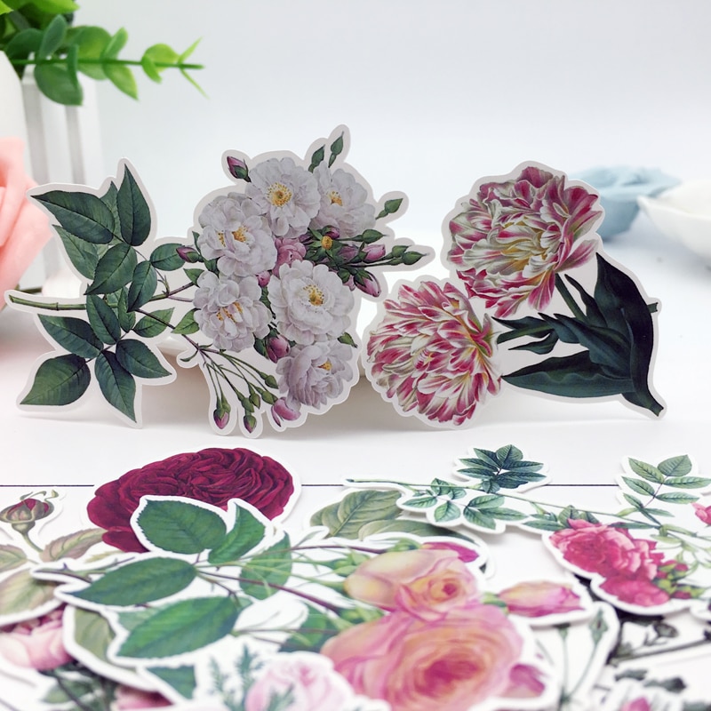 15pcs Hand Drawing Watercolor Retro big flower sti... – Grandado