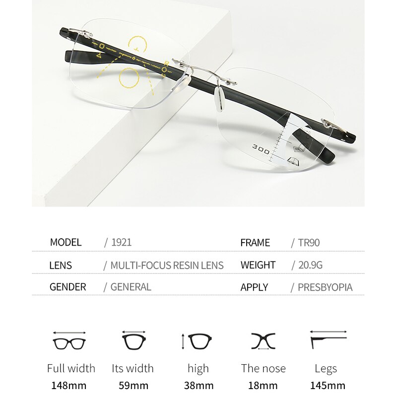 VCKA Frameless distance and near dual-use reading ... – Grandado