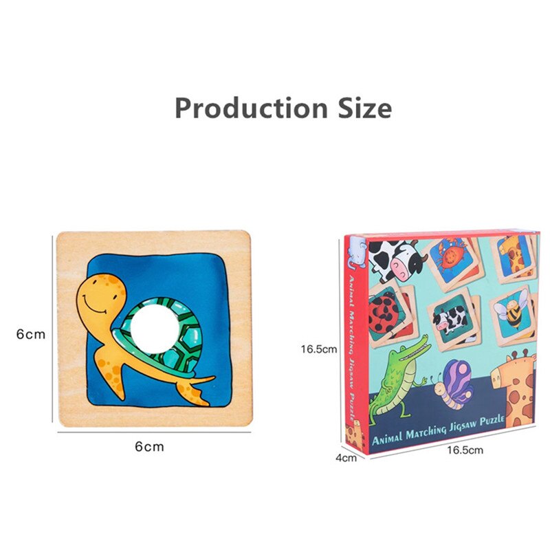 Wooden Animals Match Puzzle Set Beginner Puzzles &... – Vicedeal