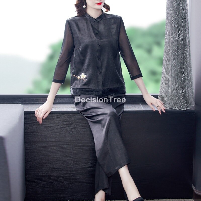 2022 traditional chinese cheongsam top+pants set w... – Vicedeal