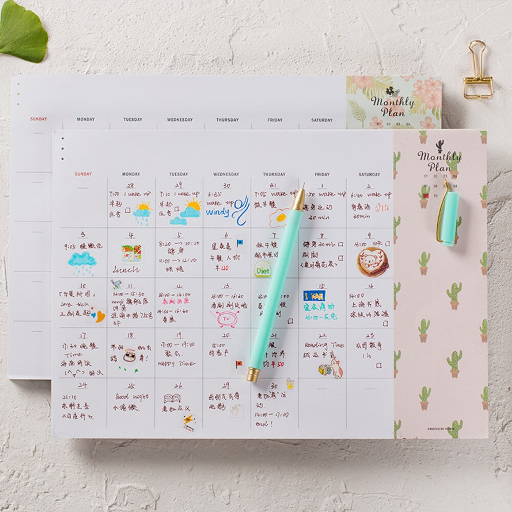 1 Pcs Kawaii Wekelijkse Maandelijkse Werk Planner ... – Vicedeal