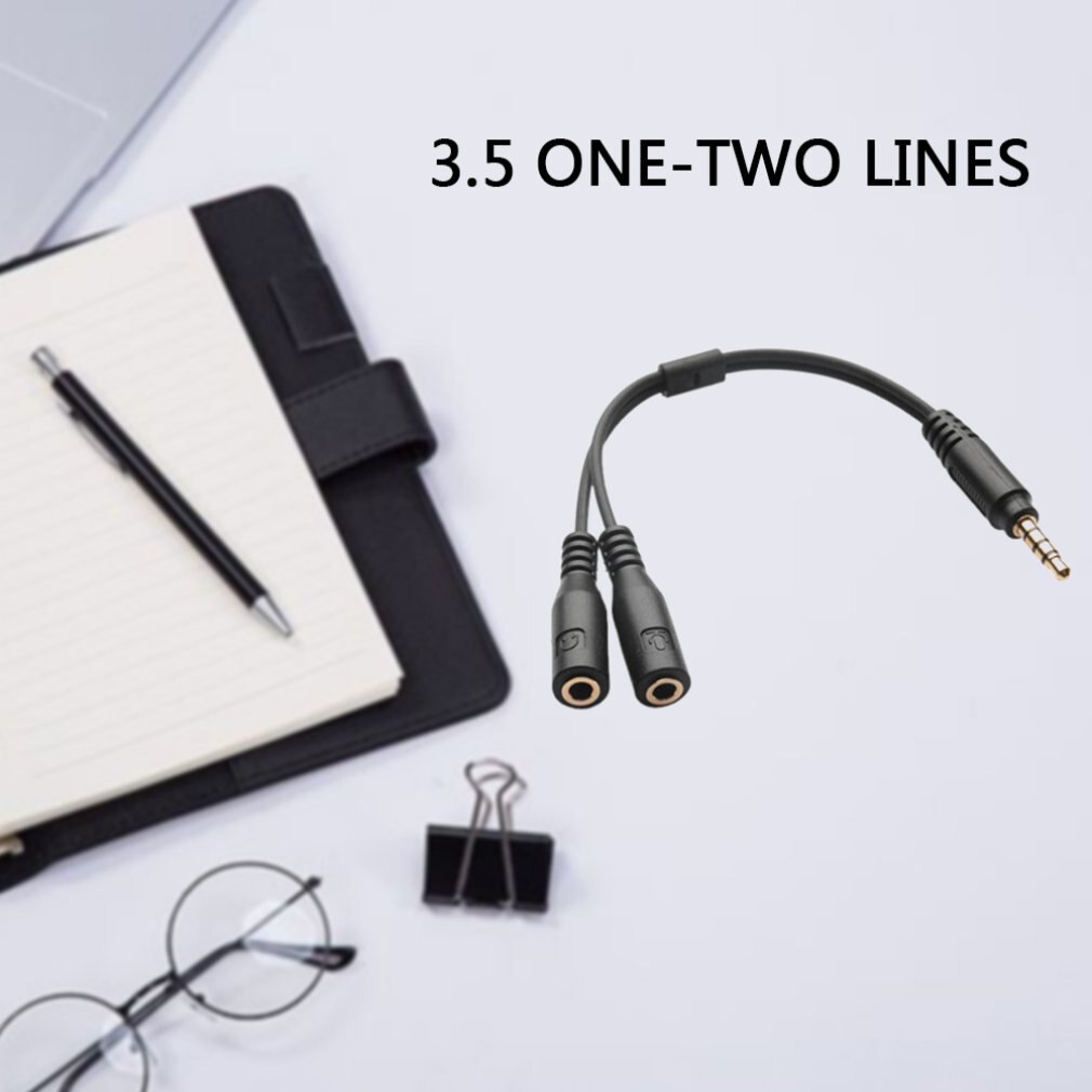3.5mm Stereo Audio Male to 2 Female Headset Mic TR... – Grandado