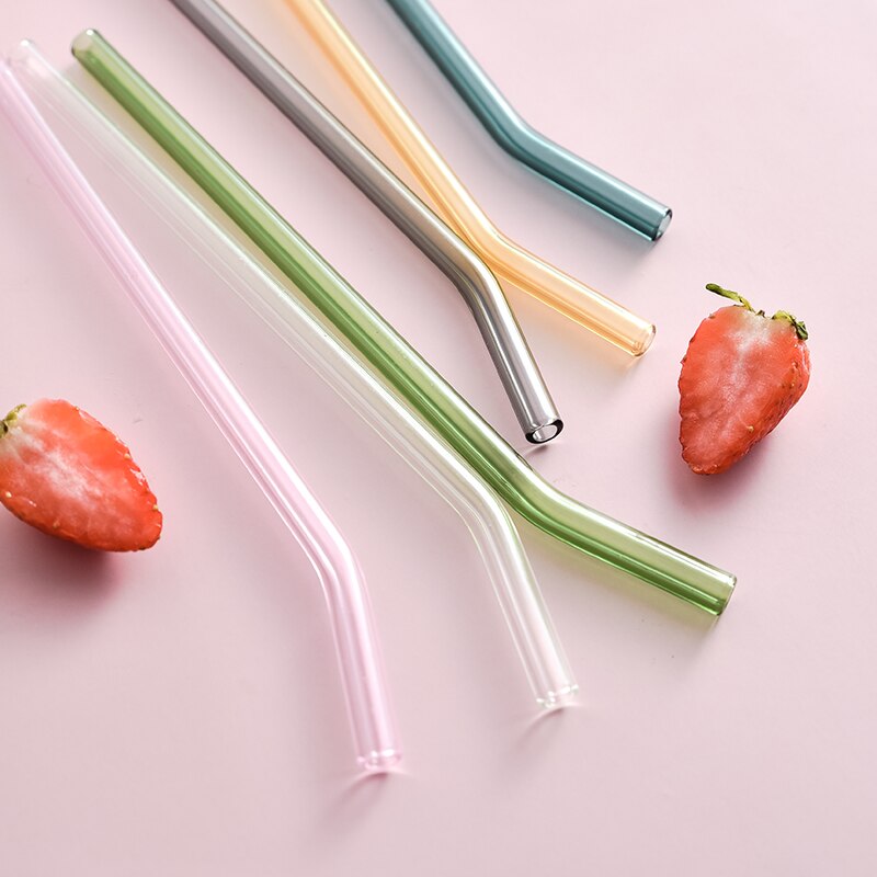 GIEMZA Glass Straw Reusable Drinking Straws with B... – Grandado