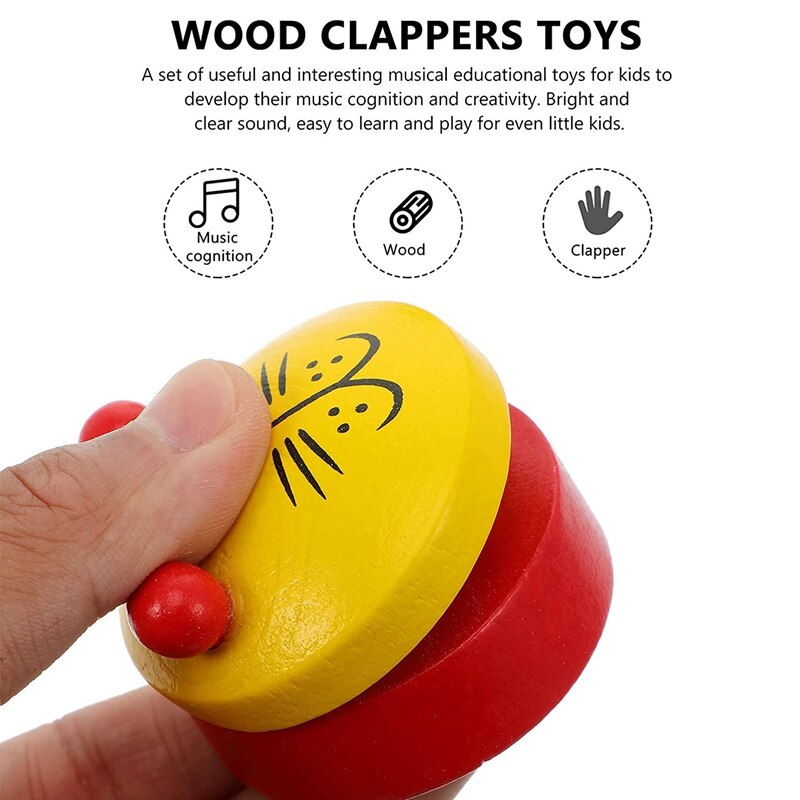 12 Pcs Musical Castanets Instrument Wooden Finger ... – Vicedeal