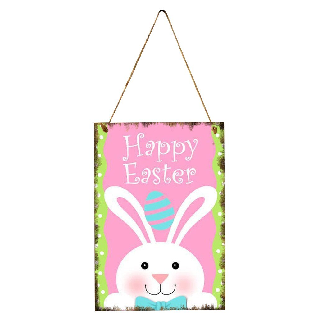 Easter Decor Hanger Happy Easter Rabbit Wooden Han... – Grandado