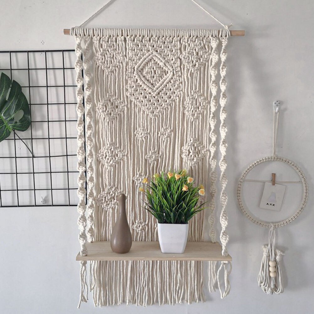 Wand Dekor Große Macrame Wand Hängen Regal Tapisse... – Vicedeal