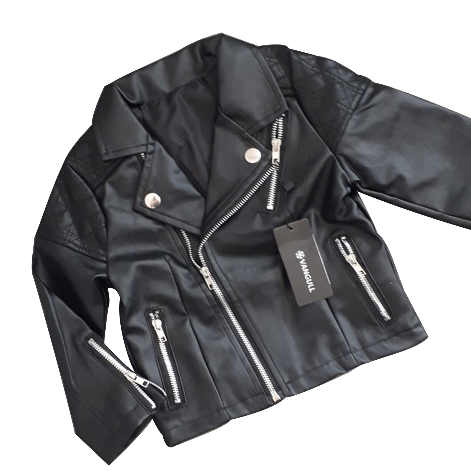 Girls PU Leather Jacket Little Girl Long Sleeve La... – Grandado