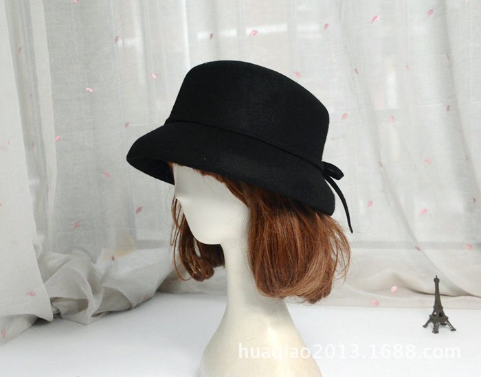 Girls Fedoras Hats Female Woolen Dome Cap Lady Bow... – Grandado