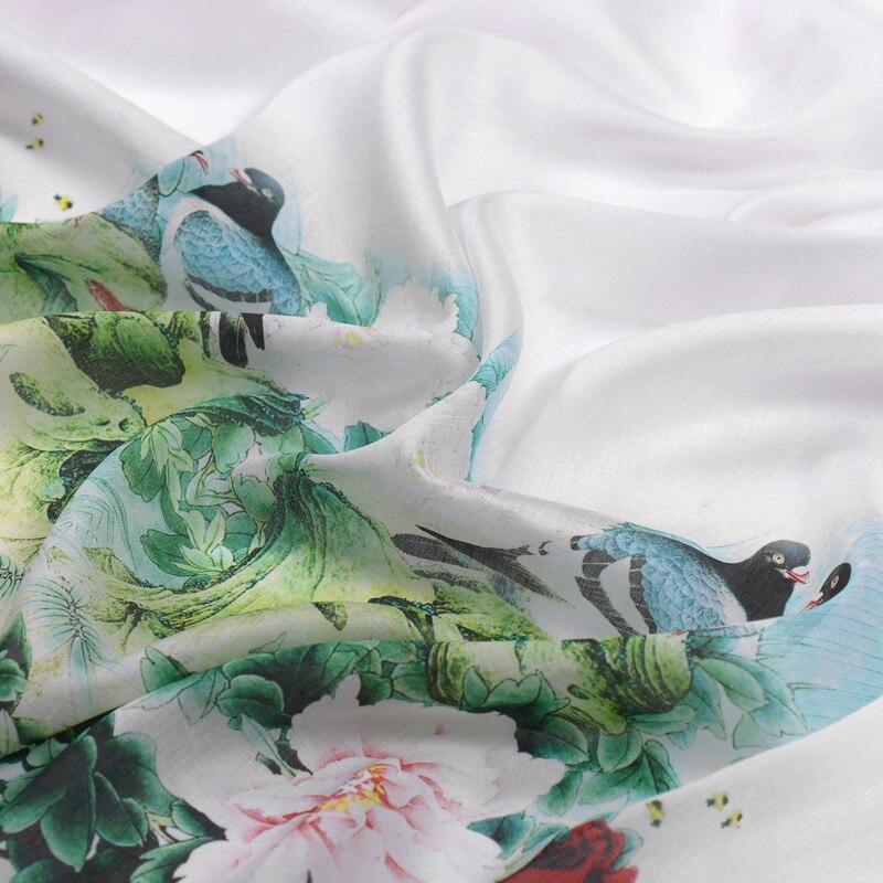 140cm digital printing silk linen fabric 12mm Chin... – Grandado