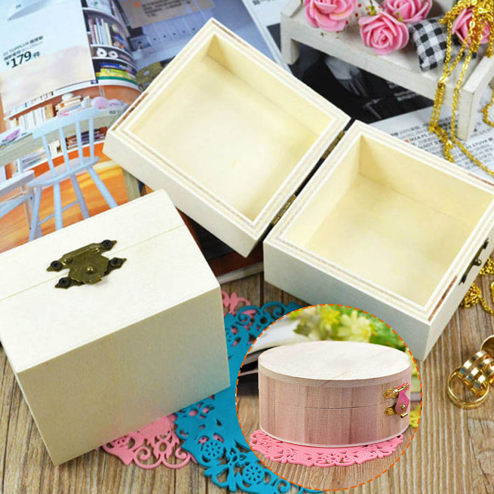 Wooden Storage Box Plain Wood With Lid Multifuncti... – Grandado