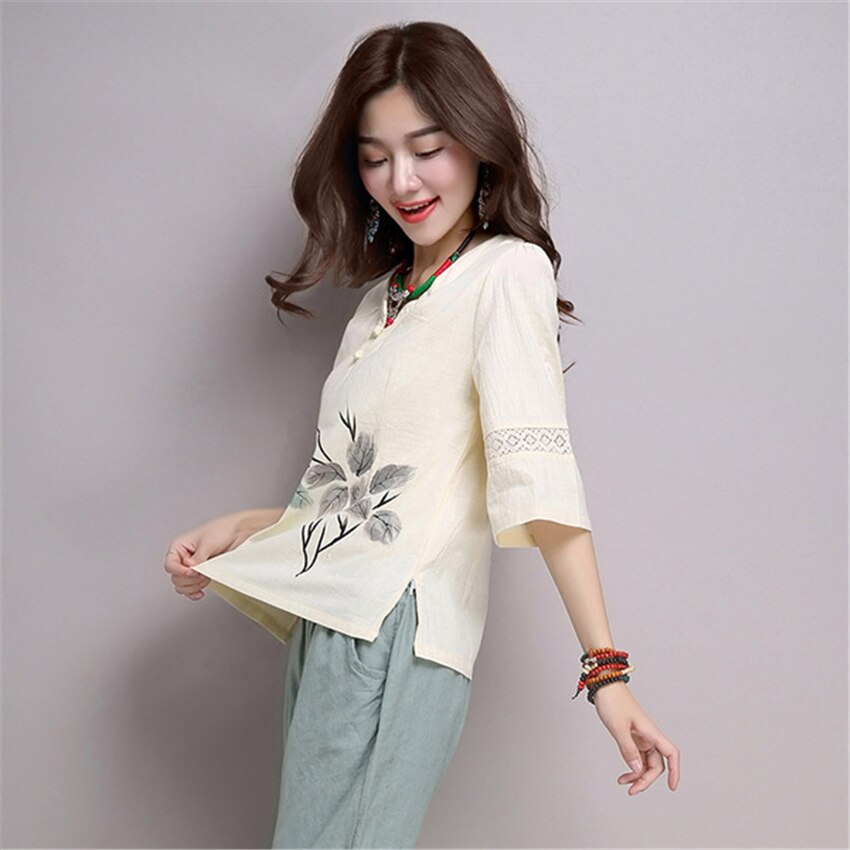 neueste Frau Floral Bedruckte Chinesischen Top Som... – Vicedeal