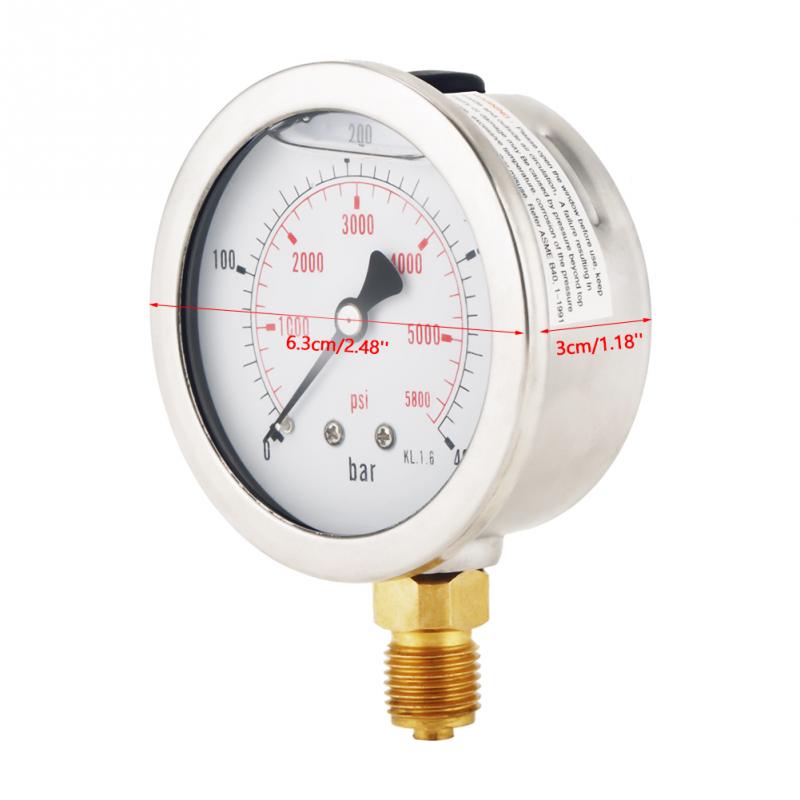 0-400BAR 0-5800PSI G1/4 63mm Dial Metal Hydraulic Pressure Gauge Meter ...