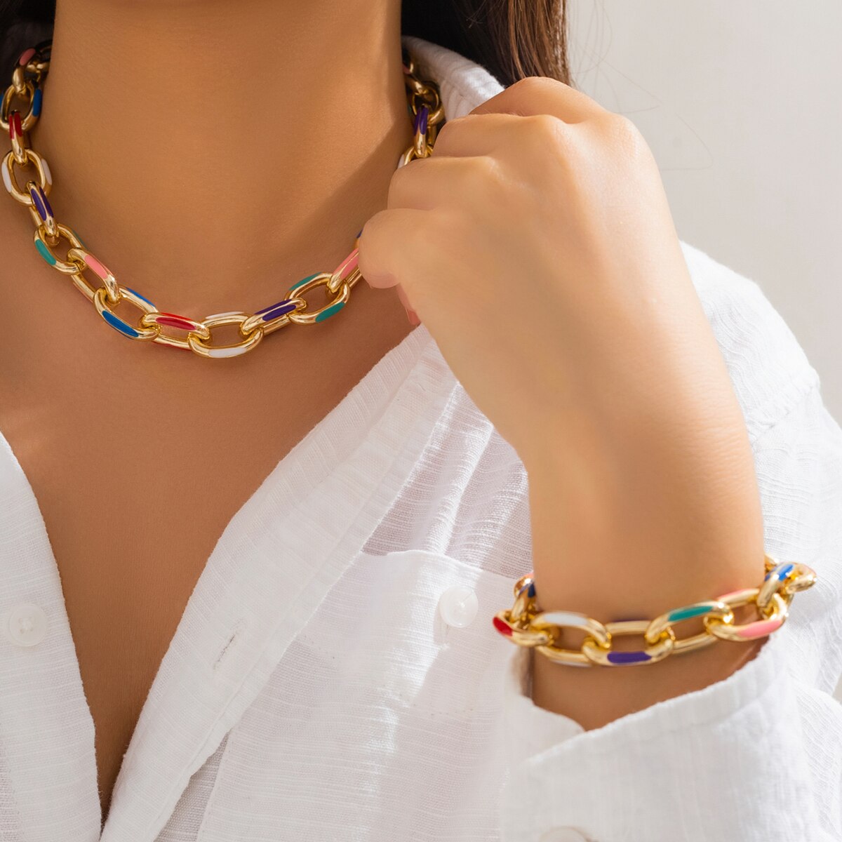 2Pcs/Set Colorful Bohemian Choker Necklace Bracele... – Grandado