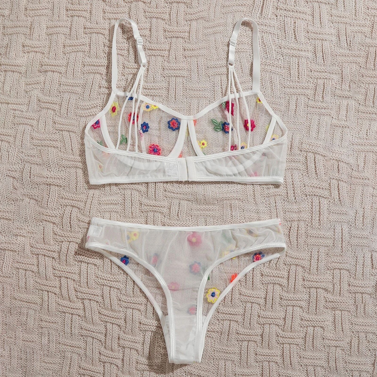 Embroidery Lace Flowers French Underwear Sexy Body... – Grandado