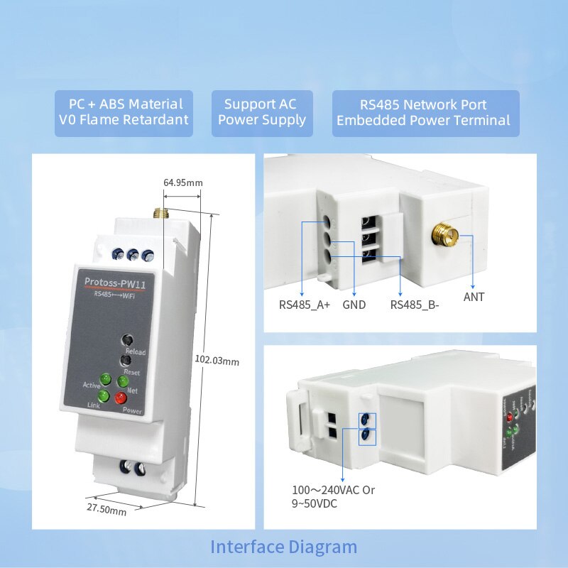 DIN-Rail Serial port RS485 to WiFi converter IOT d... – Grandado DIN-Rail Serial port RS485 to WiFi converter IOT d... – Grandado