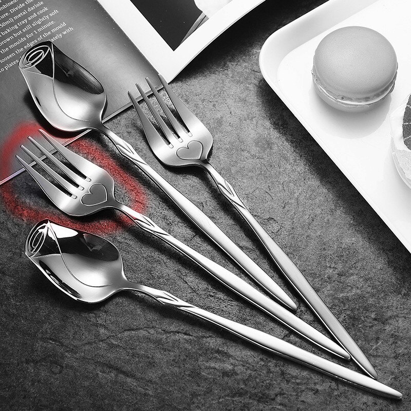 Edelstahl Löffel Rose Dessert Löffel Geschirr Krea... – Vicedeal