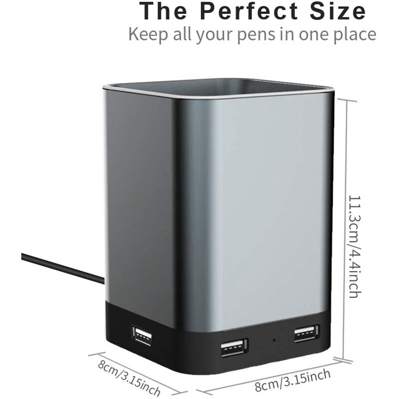 -Vaydeer Usb Pen Holder Dark Silver Aluminum Pen P... – Grandado