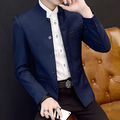 Spring Stand Mandarin Collar Men Blazer Young Man ... – Grandado