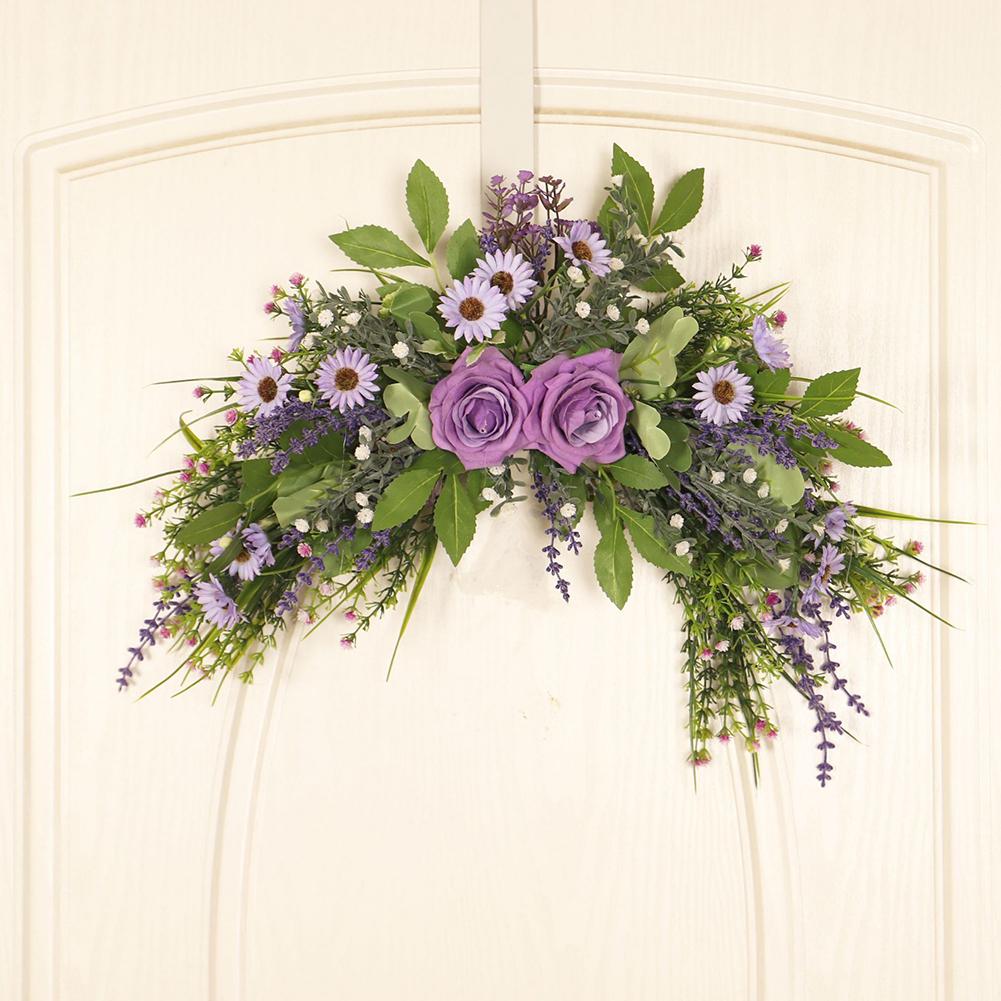 Home Decor Rose Daisy Door Lintel Wreath Artificia... – Grandado