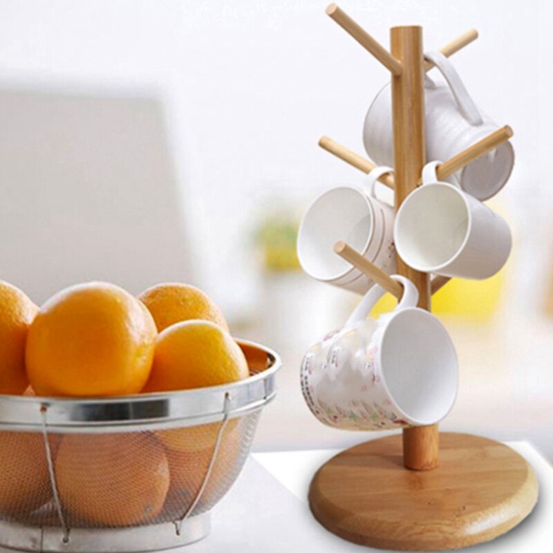 Wooden Coffee Cup Rack 6 Cup Mug Holder Countertop... – Vicedeal