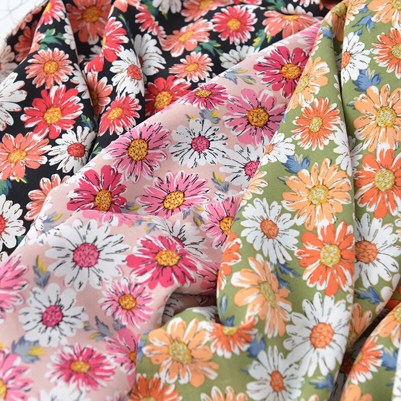 Daisy Pattern Printed Chiffon Fabric For Dress, By... – Grandado