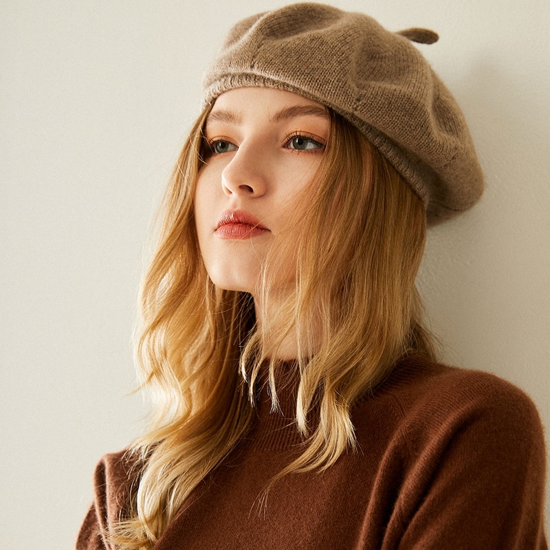 100% Goat Cashmere Knitted Headgears Women Hats Au... – Grandado