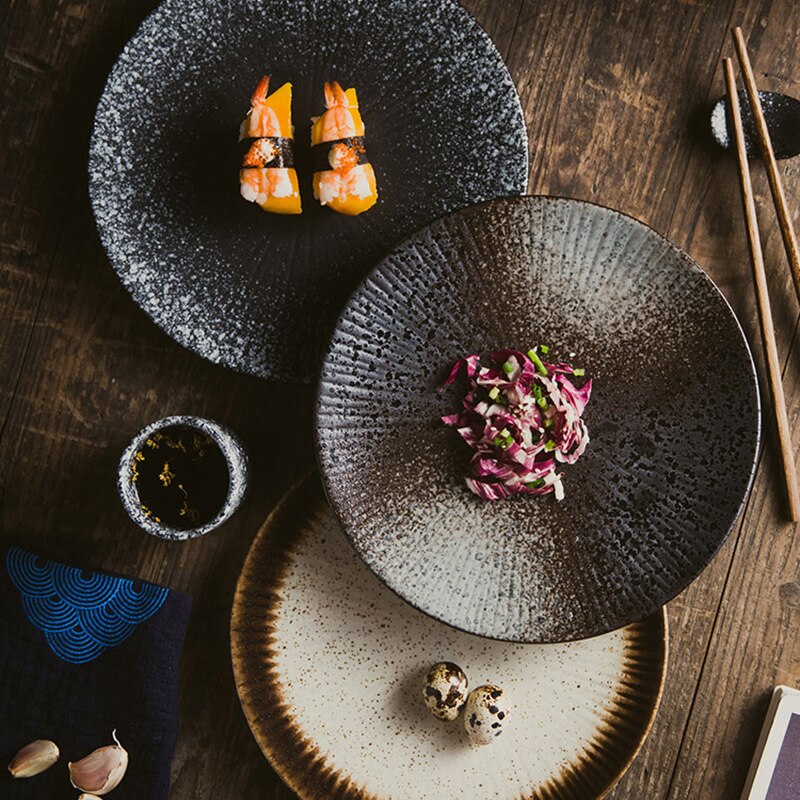 FANCITY Ceramic plate dumpling plate, retro nostal... – Grandado