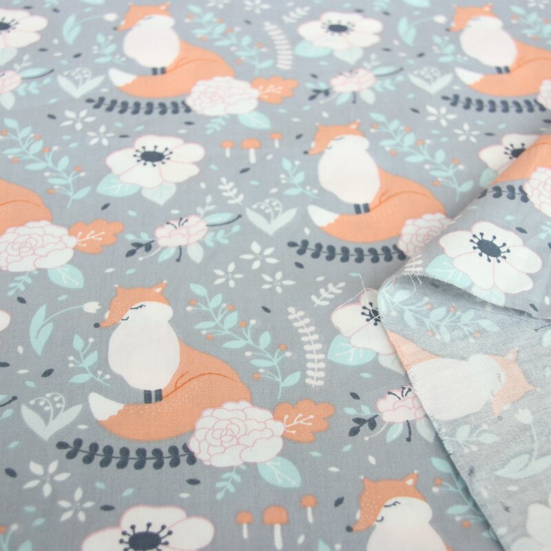Fox Printed Twill Cotton Fabric Kids Cotton Patchw... – Grandado