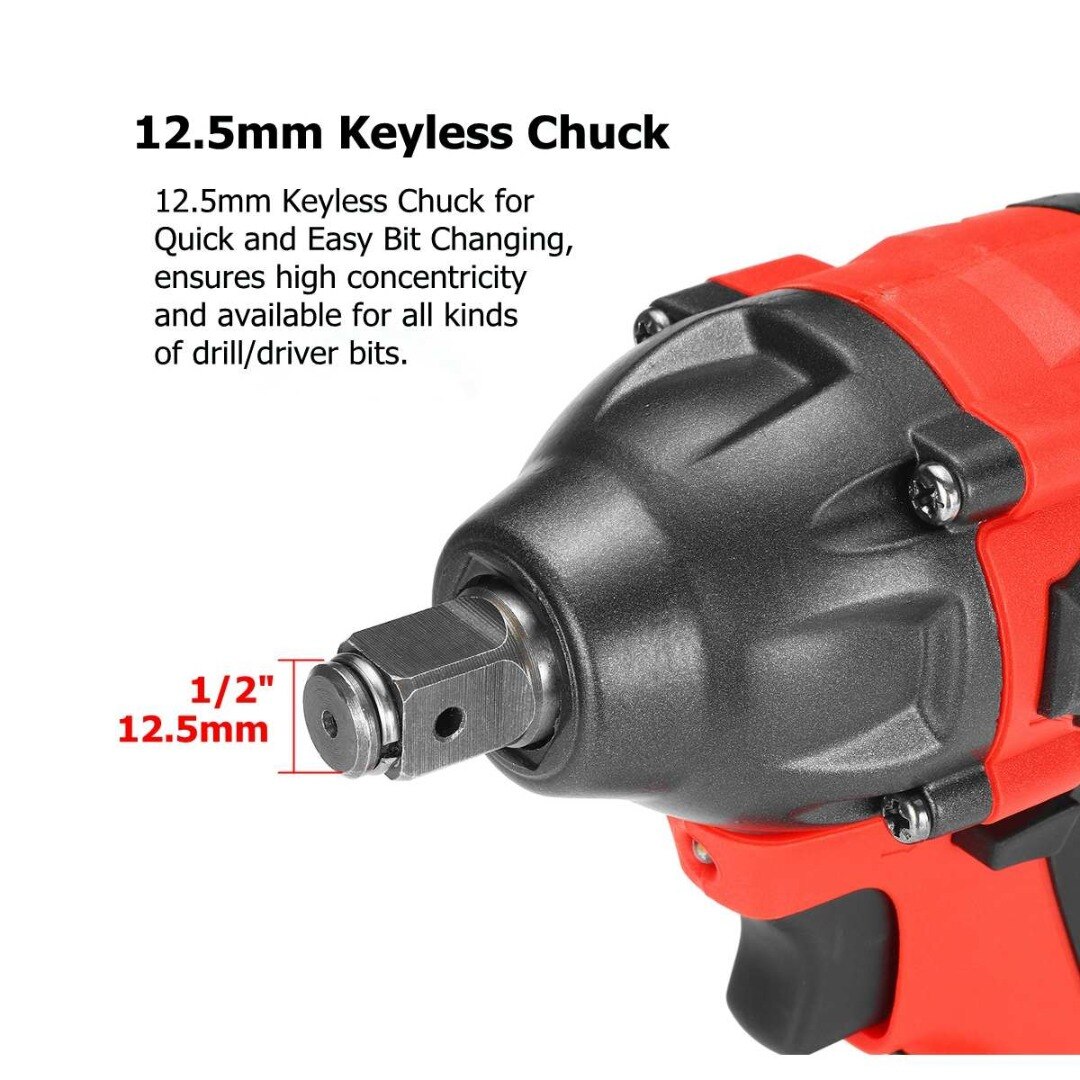 18V 520N.m. Li-Ion Cordless Impact Wrench 1/2'' Driver Brushless ...
