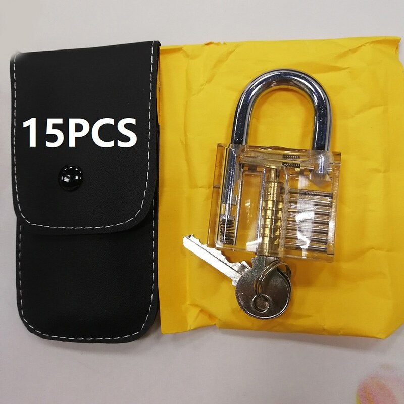 15pcs Lock Pick Set with Transparent Lock Locksmit... – Grandado