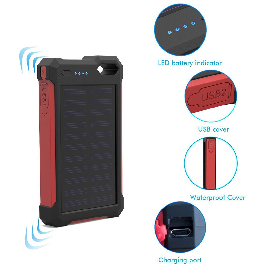 Solar battery portable charger with dual USB exter... – Vicedeal