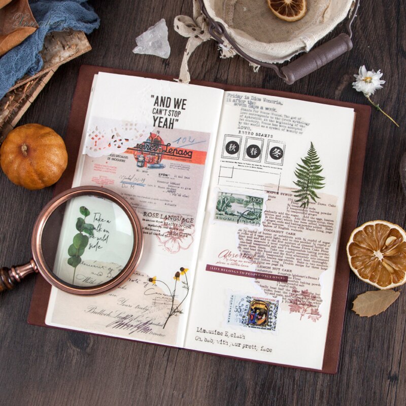 Retro Old Book letters Pages Material Paper Junk J... – Vicedeal