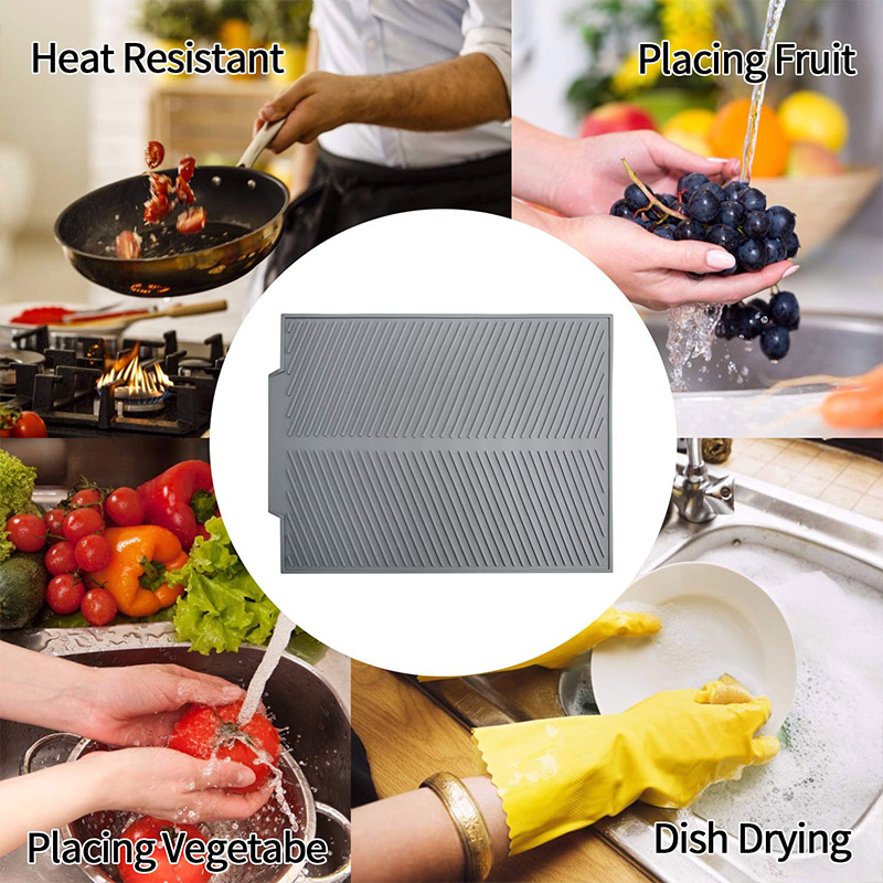 Silicone Drain Mat Rectangle Drying Dishes Pad Hea... – Vicedeal