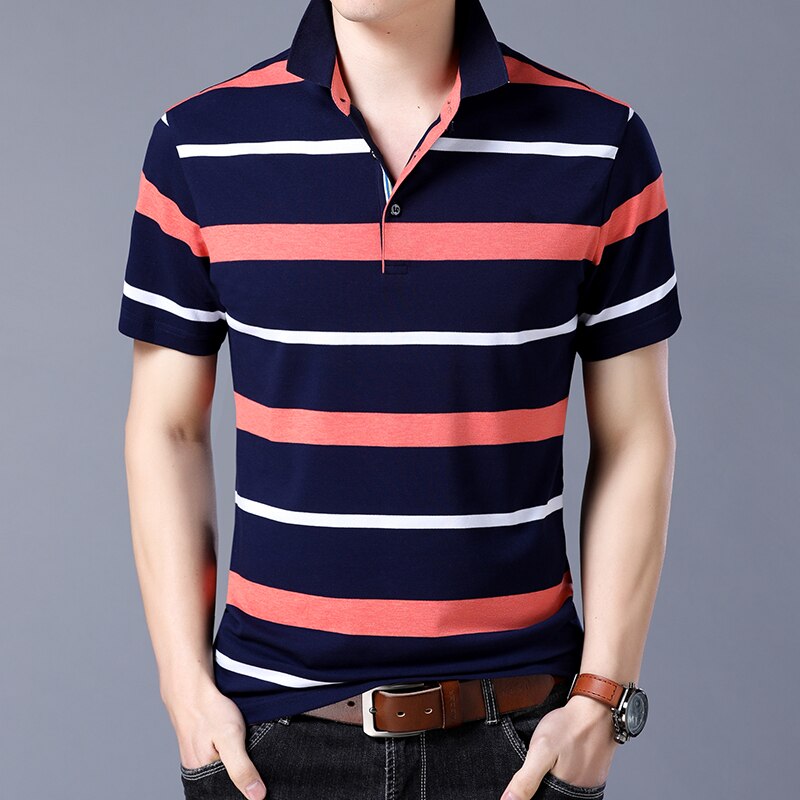 Gestreepte Polo Shirt Mannen Korte Mouw Business C... – Vicedeal