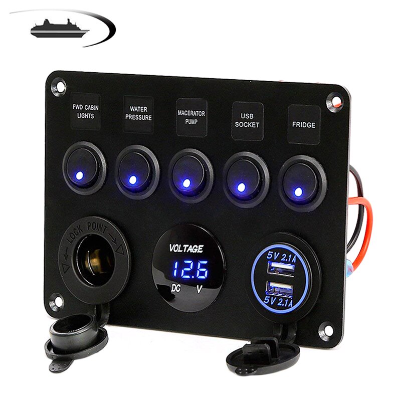 5 Gang Waterdichte Marine Boot Switch Panel 12V Du... – Vicedeal