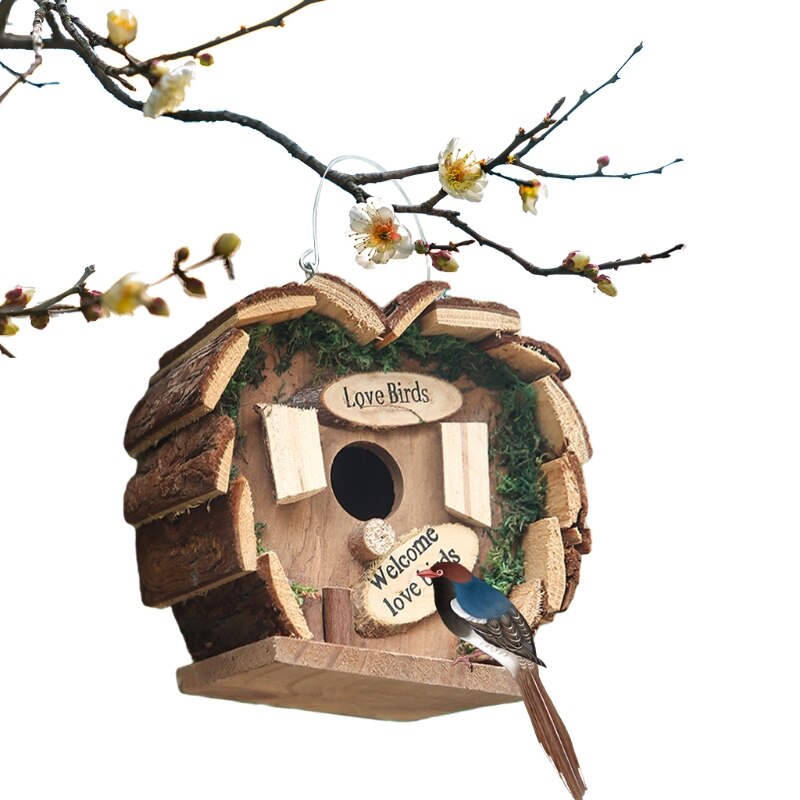 Hanging Wooden Decorative Handmade Bird House Natu... – Grandado