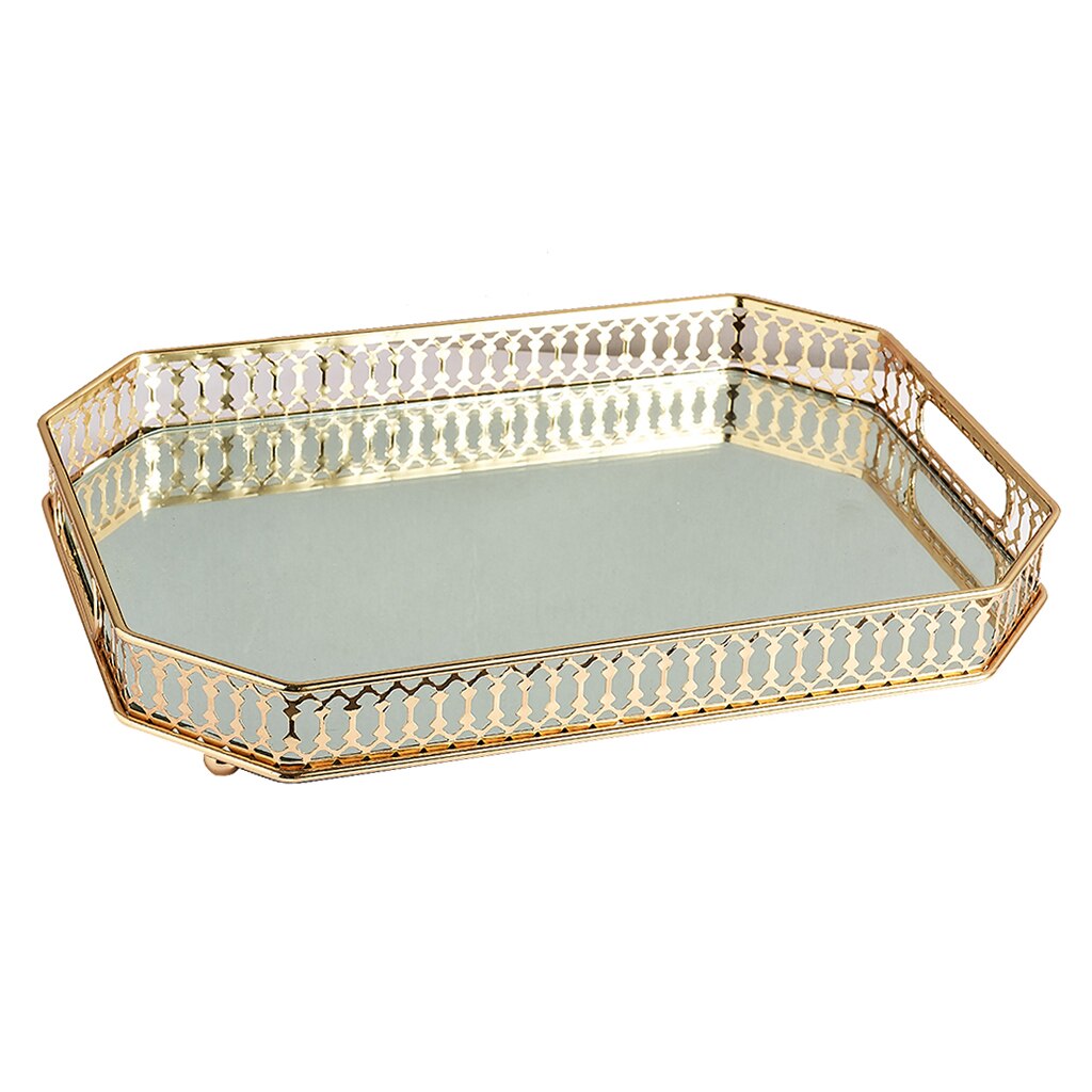 Mirror Tray, Vanity Tray with Eight Corner Metal f... – Vicedeal