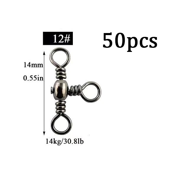 50pcs/lot 3 Way Fishing Swivels #1-#2/0 Fishing Co... – Grandado