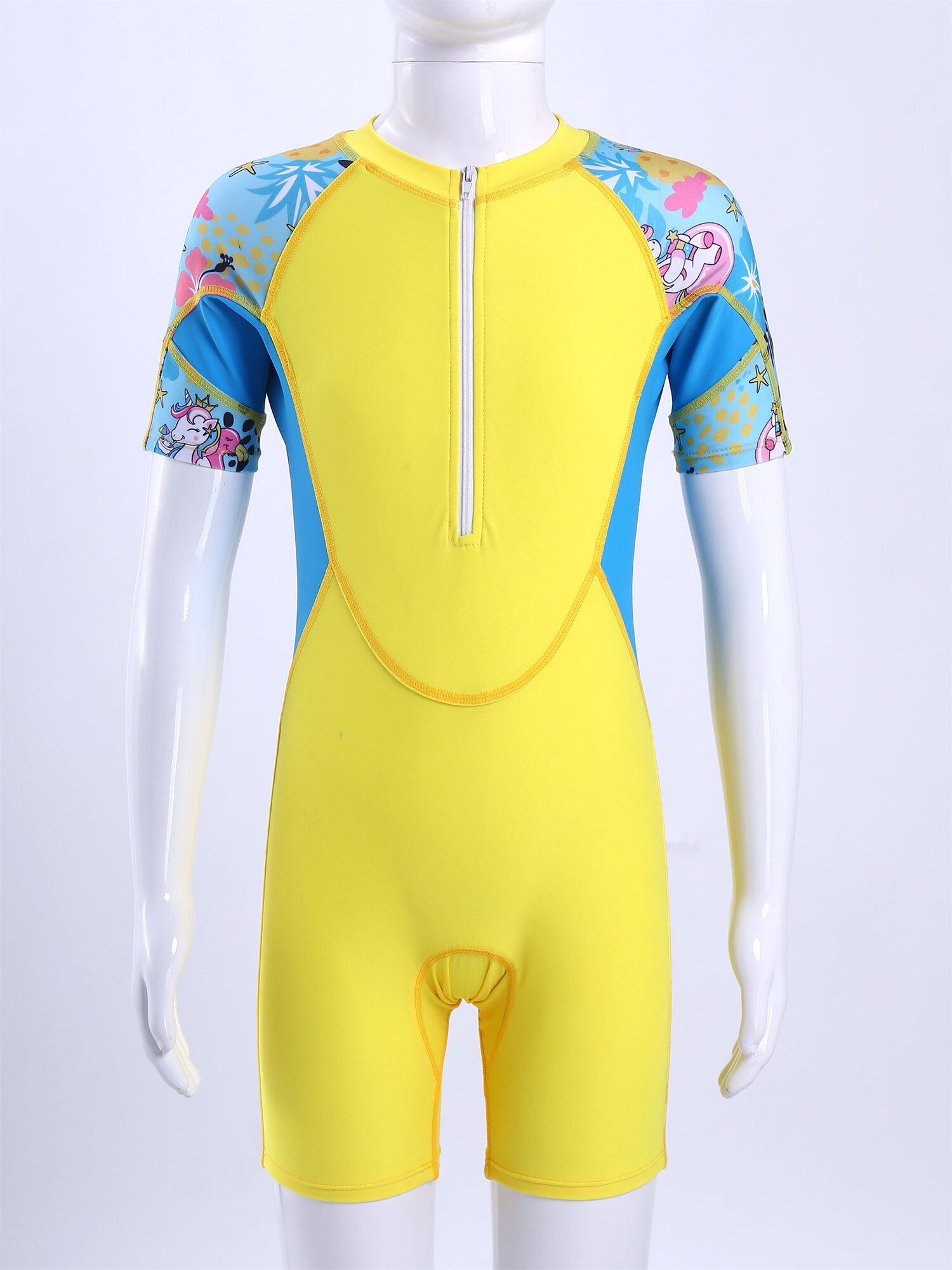 Kids Girls One-piece Swimwear Short Sleeves Zipper... – Vicedeal