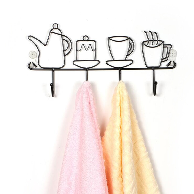 Wall Hooks Hanger Kitchen Black Wrought Iron Wall ... – Grandado