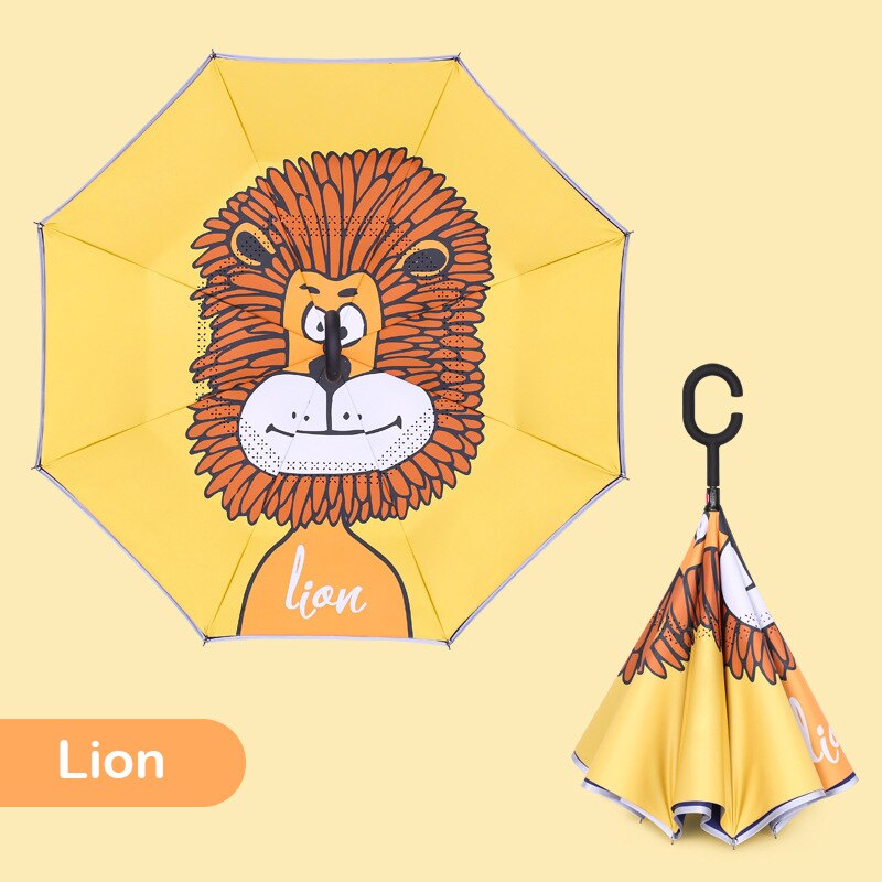 Barn dubbelt lager omvänt paraply tecknat djur sol... – Grandado