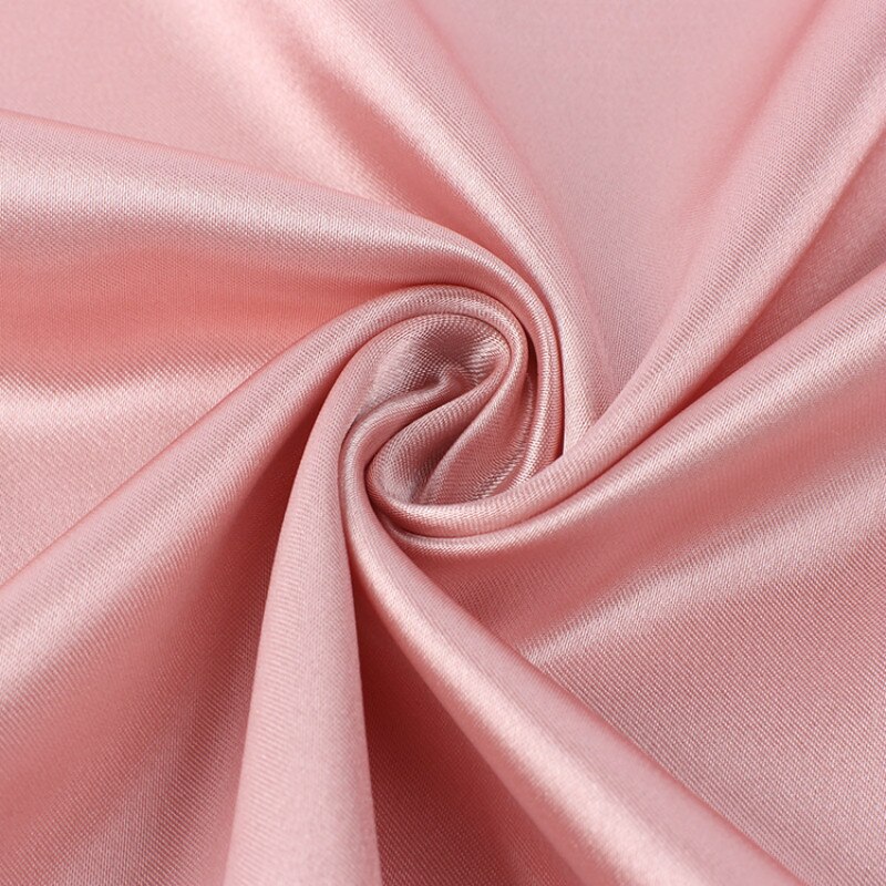 Soft Solid Color Pink Polyester Satin Fabric for D... – Vicedeal