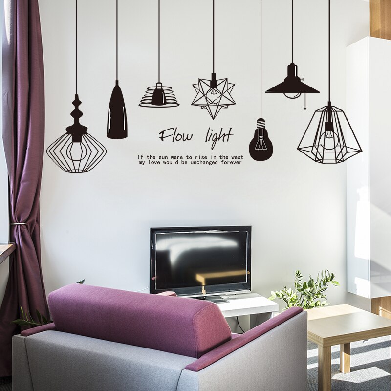 Zwarte Kroonluchter Muursticker Vinyl DIY Wandlamp... – Vicedeal