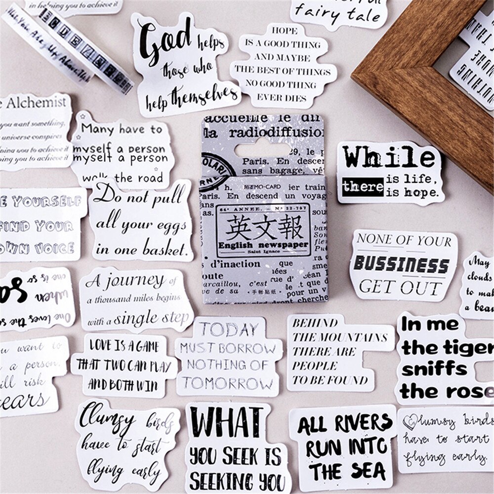 45pcs/pack English Newspaper Paper Stickers Set De... – Grandado