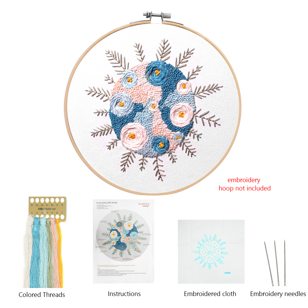 Europe DIY Ribbon Flowers Embroidery Set with Fram... – Grandado