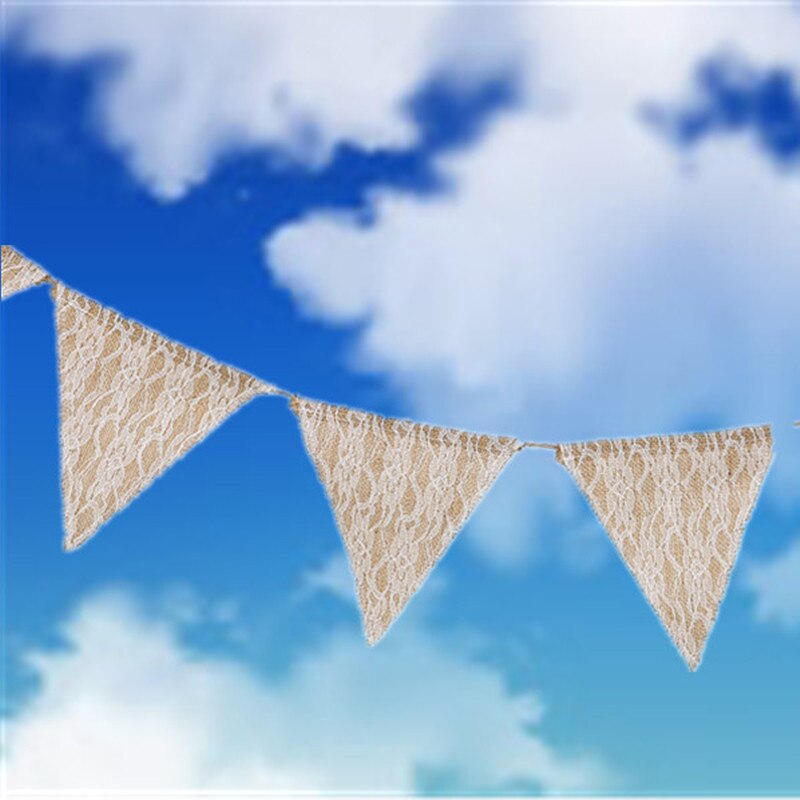 White Lace Burlap Bunting Vintage Wedding Party He... – Grandado