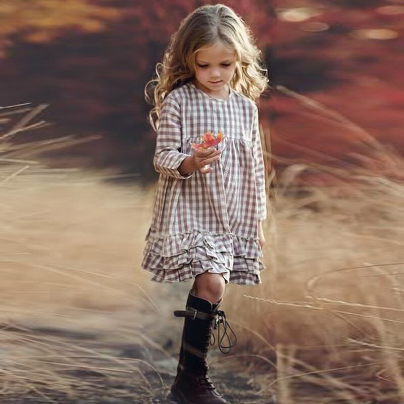 Girls Plaid Dress Autumn Long Sleeve Princess Dres... – Grandado