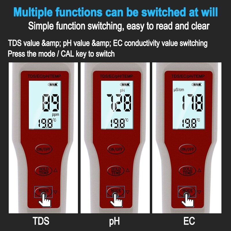 Tds Ph Ec Temp 4 In 1 Multifunctionele Tester Wate... – Vicedeal