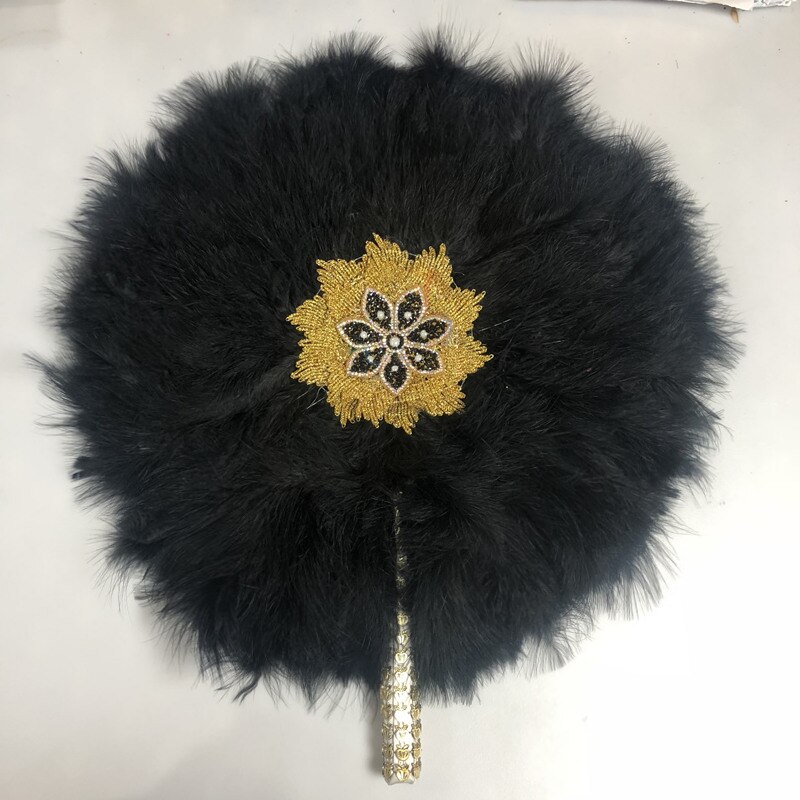 1pcs African Blue Turkey Feather Hand Fan Handmade... – Grandado