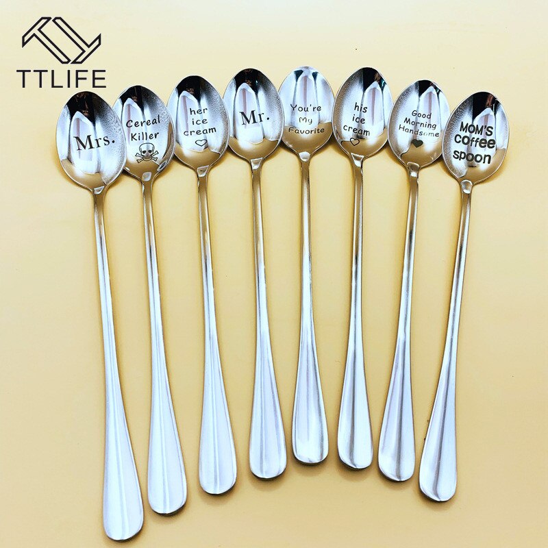 Stainless Steel Long Handle Spoon Cereal Coffee Sp... – Grandado